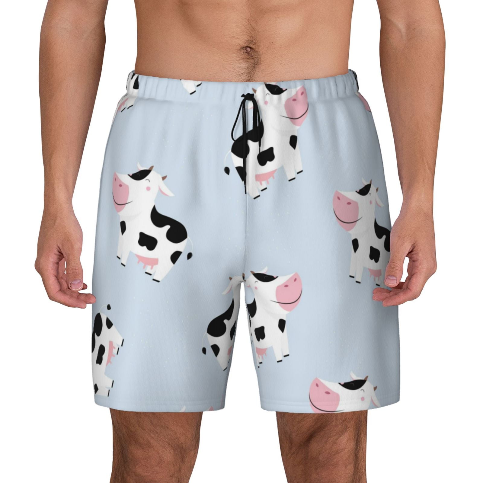 Haiem Cute Farm Cow Mens Swim Trunks with Compression Liner 2 in 1 ...