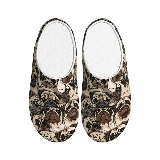 Haiem Cute French Bulldog Print Women's Fuzzy Memory Foam House Slipper ...