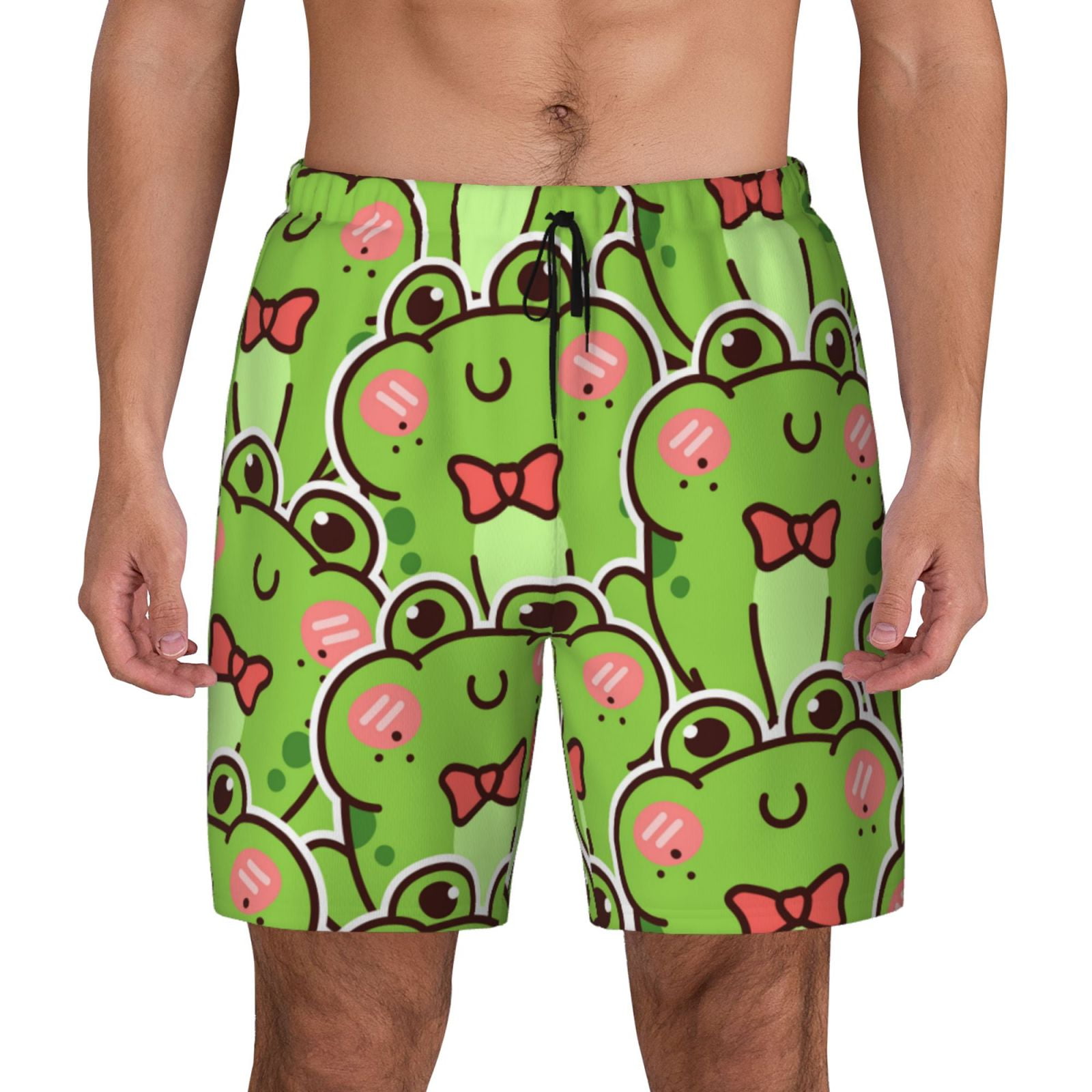 Haiem Cute Green Frog Mens Swim Trunks with Compression Liner 2 in 1 ...
