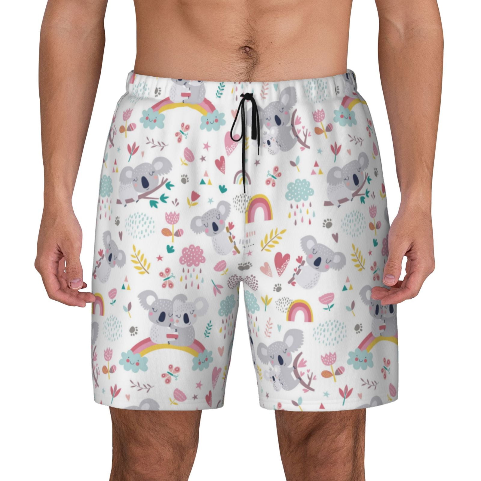 Haiem Cute Koala Mens Swim Trunks with Compression Liner 2 in 1 ...