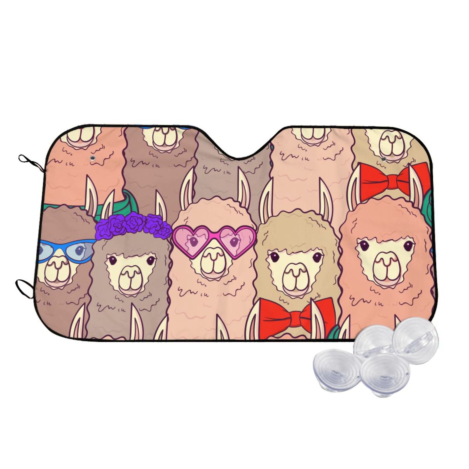 Haiem Cute Lamas Car Windshield Sun Shade - Blocks UV Rays Sun Visor ...