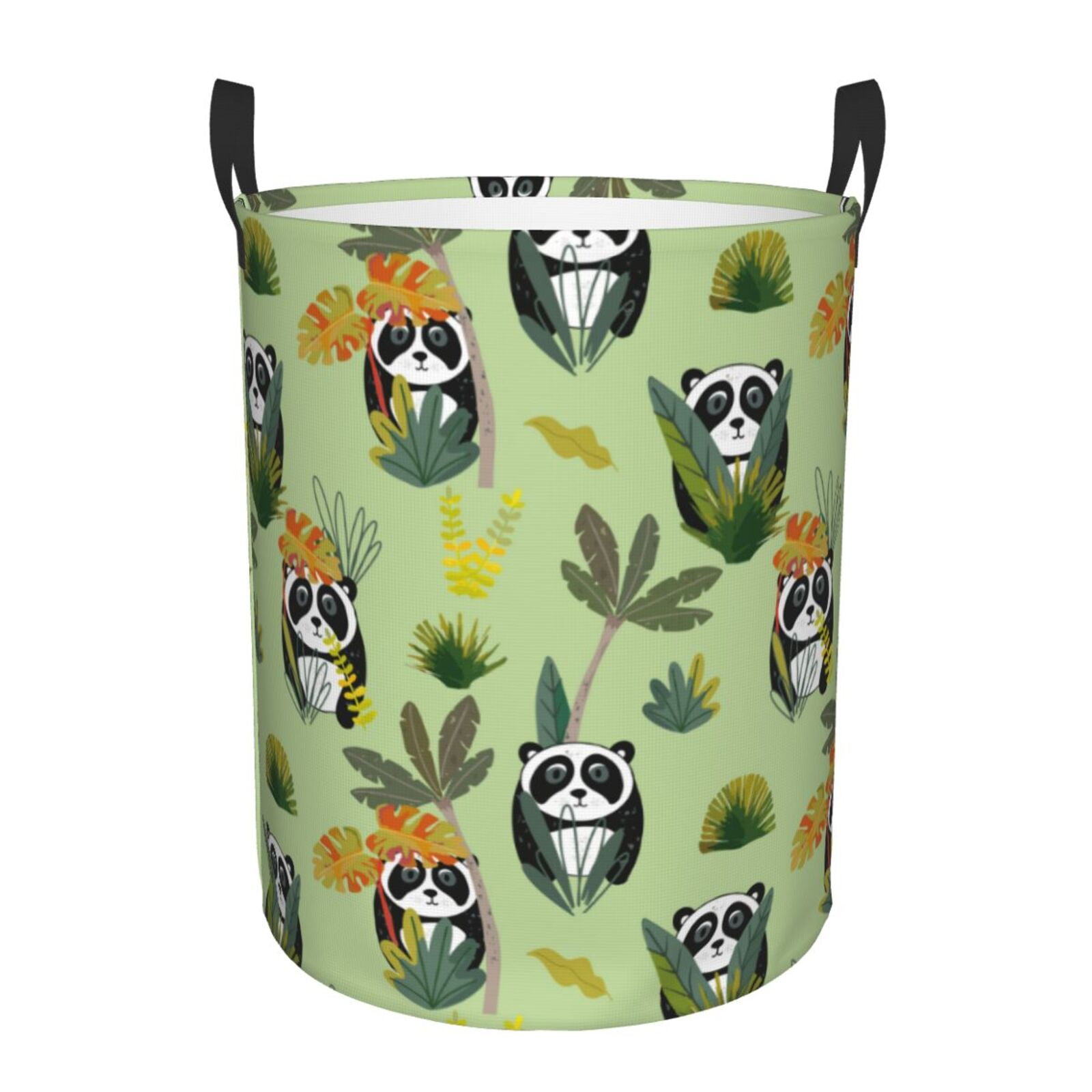 Haiem Cute Panda Bear In Greenery Forest Print Laundry Basket, Laundry ...