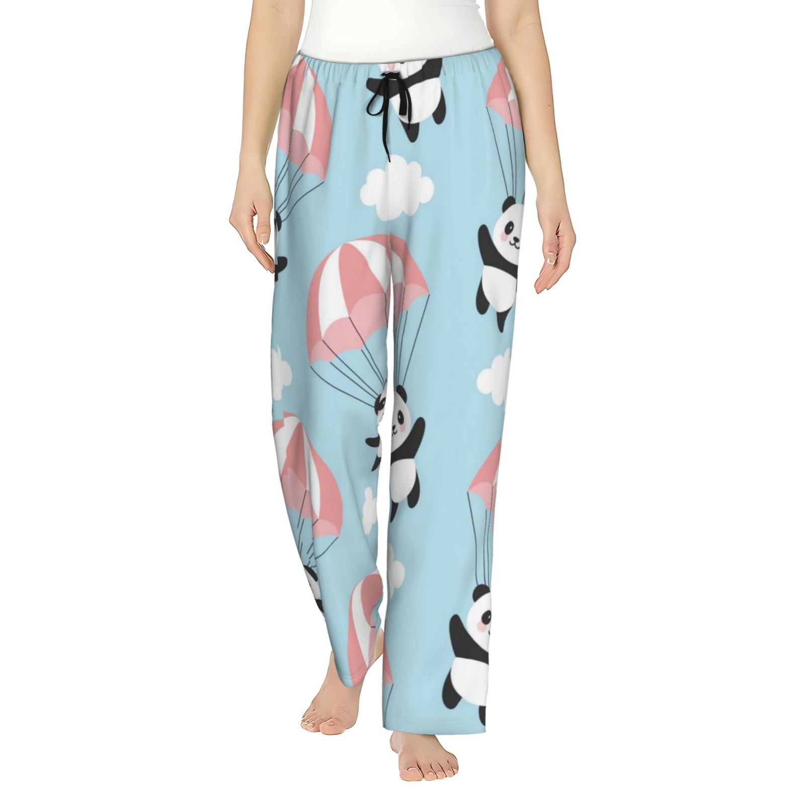 Haiem Cute Panda Flying in the Sky Women's Pajama Pants Ultra ...