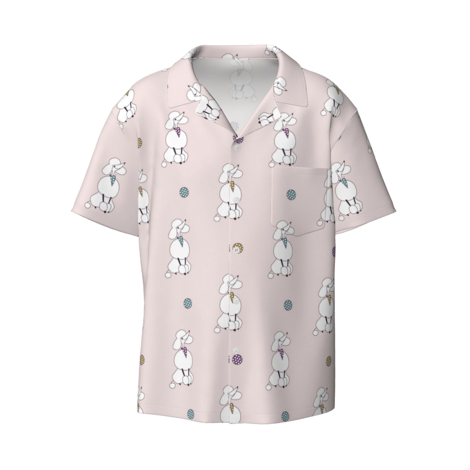 Haiem Cute Poodle Dog Men's Casual Shirts Short Sleeve Button Down ...