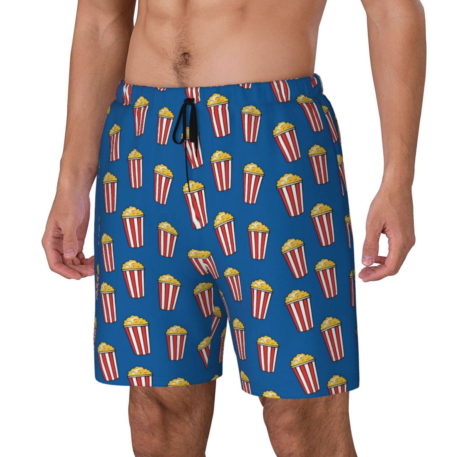Haiem Cute Popcorn Mens Swim Trunks with Compression Liner 2 in 1 ...