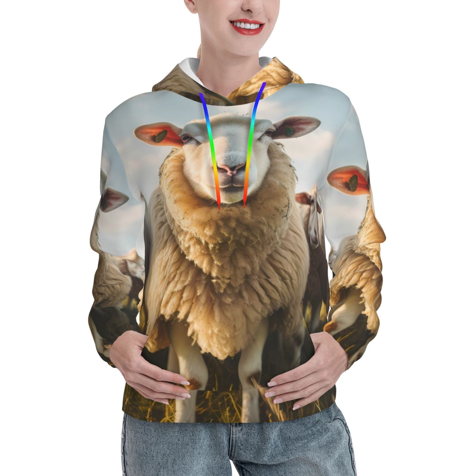 Haiem Cute Prairie Sheep Herd for Women's Fashion Hoodies & Sweatshirts ...