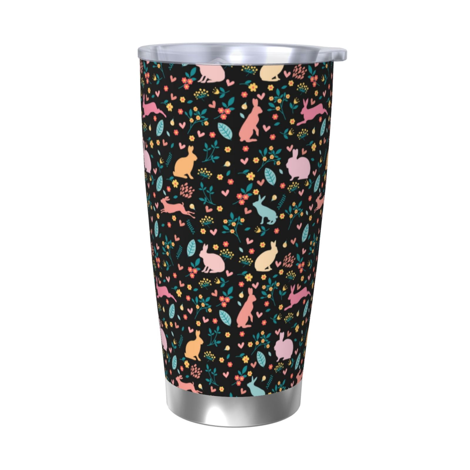 Haiem Cute Rabbit And Flower Printed 20oz Straight Skinny Car Cups With ...