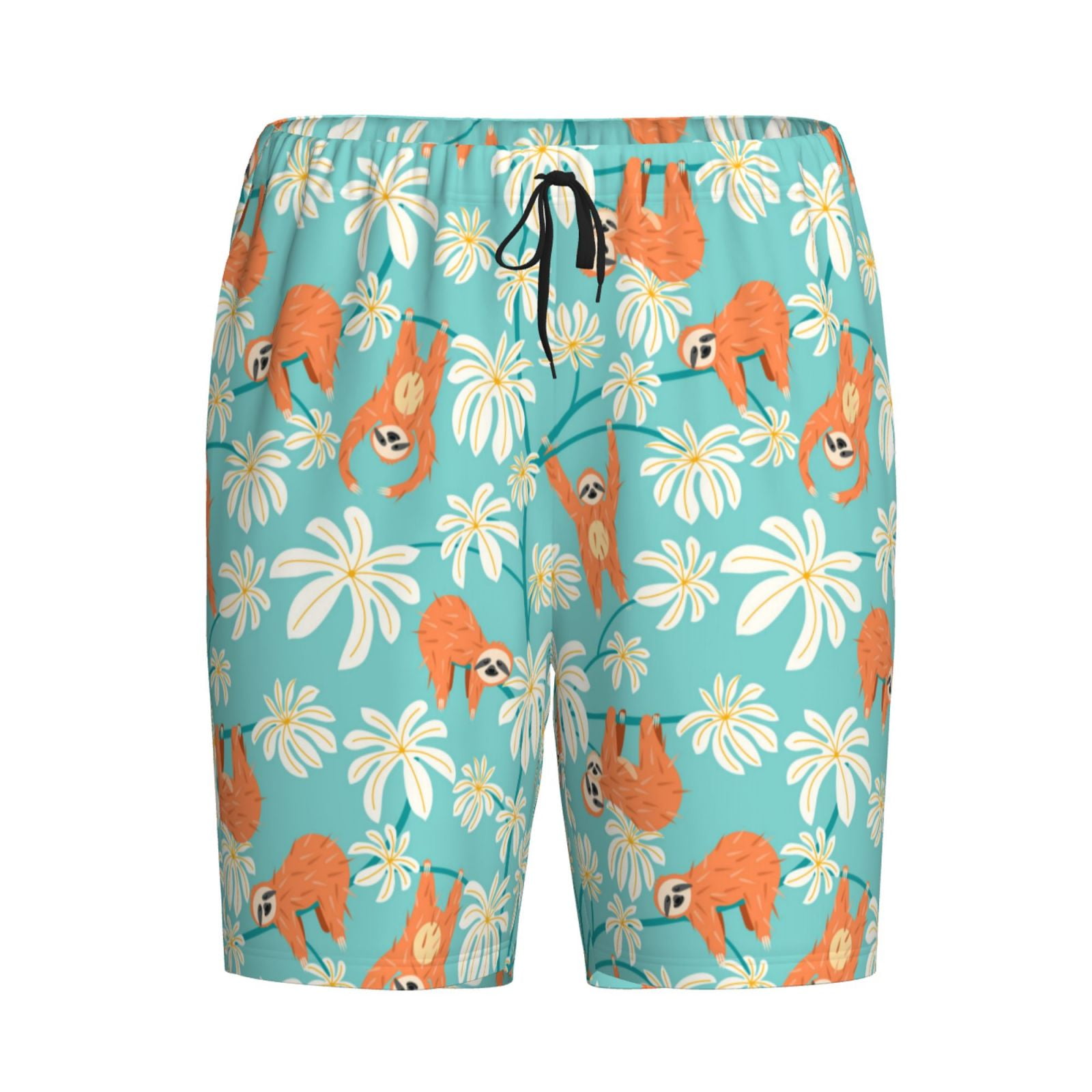 Haiem Cute Sloth on Floral Tree Men's Pajama Short with Soft Woven ...