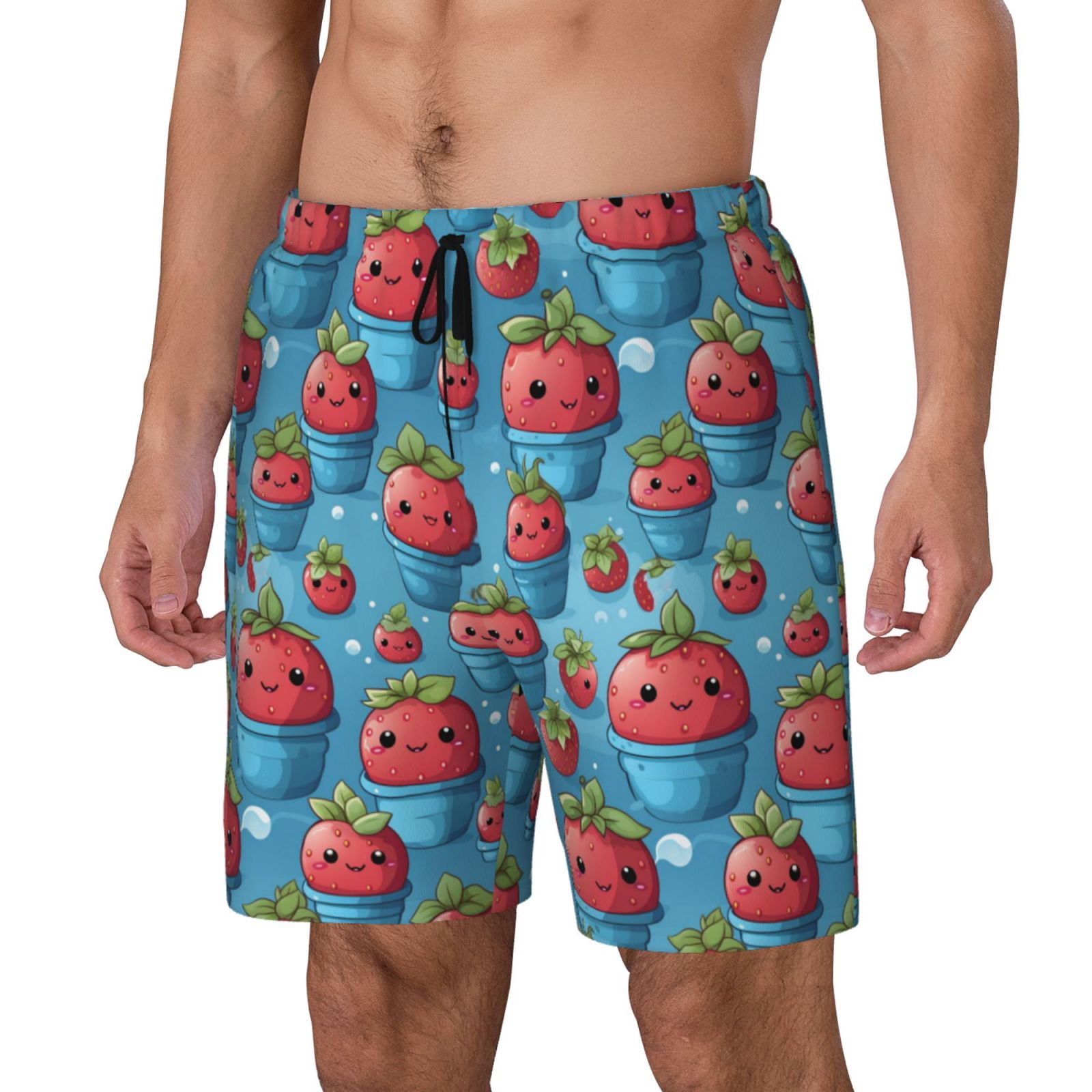 Haiem Cute Strawberry Flower Pot Mens Swim Trunks with Compression ...