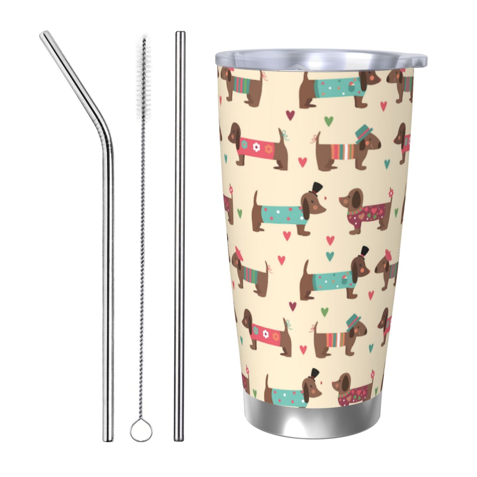 Haiem Dachshund Dog Puppy Printed 20oz Straight Skinny Car Cups With ...