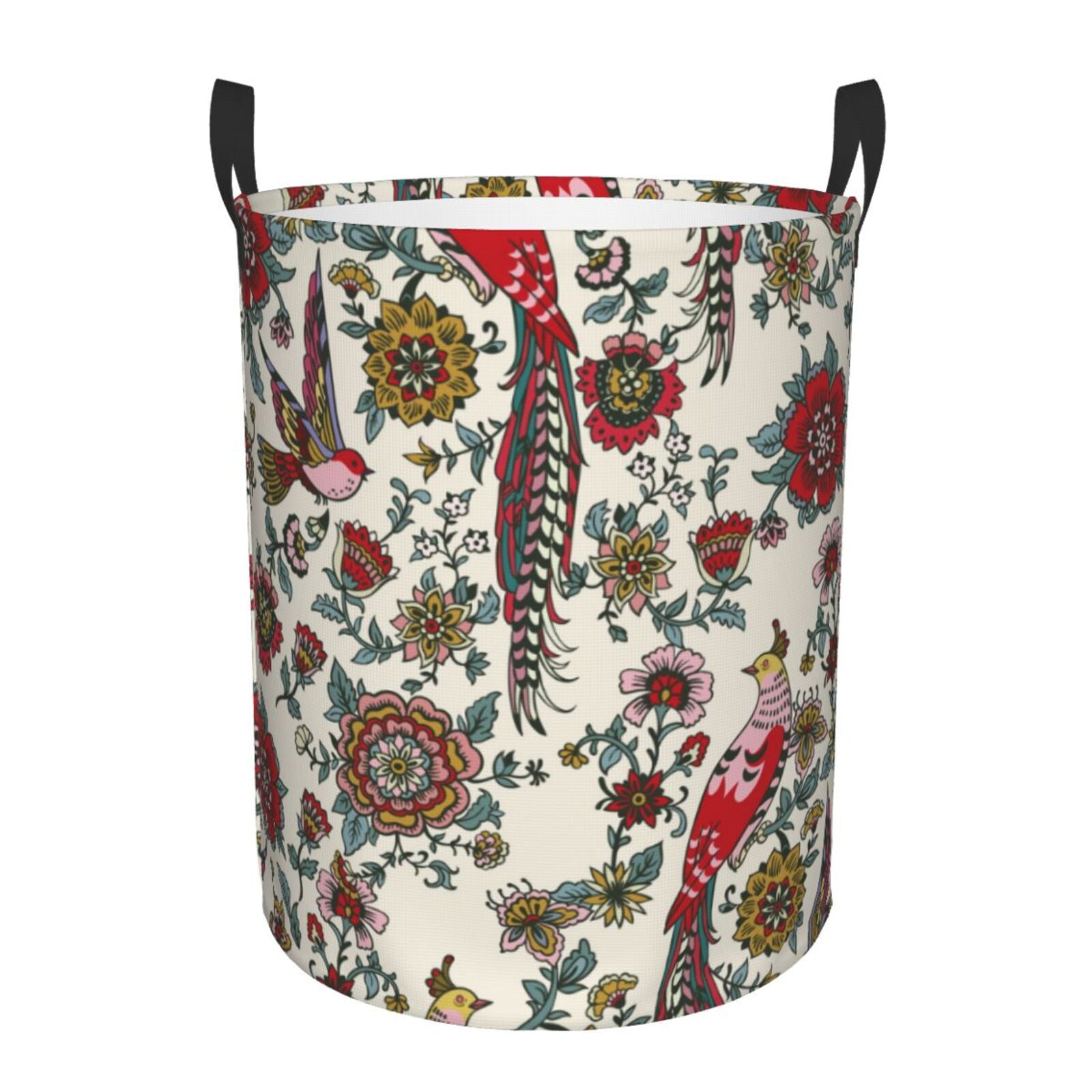 Haiem Dark Enchanted Flowers And Birds Leather Dirty Clothes Laundry ...