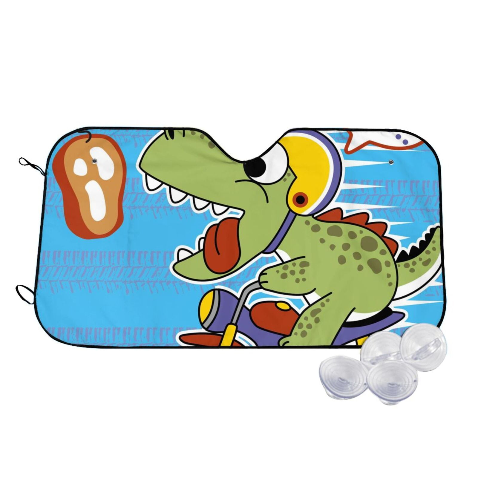 Haiem Dinosaur Riding a Motorcycle Car Windshield Sun Shade - Blocks UV ...