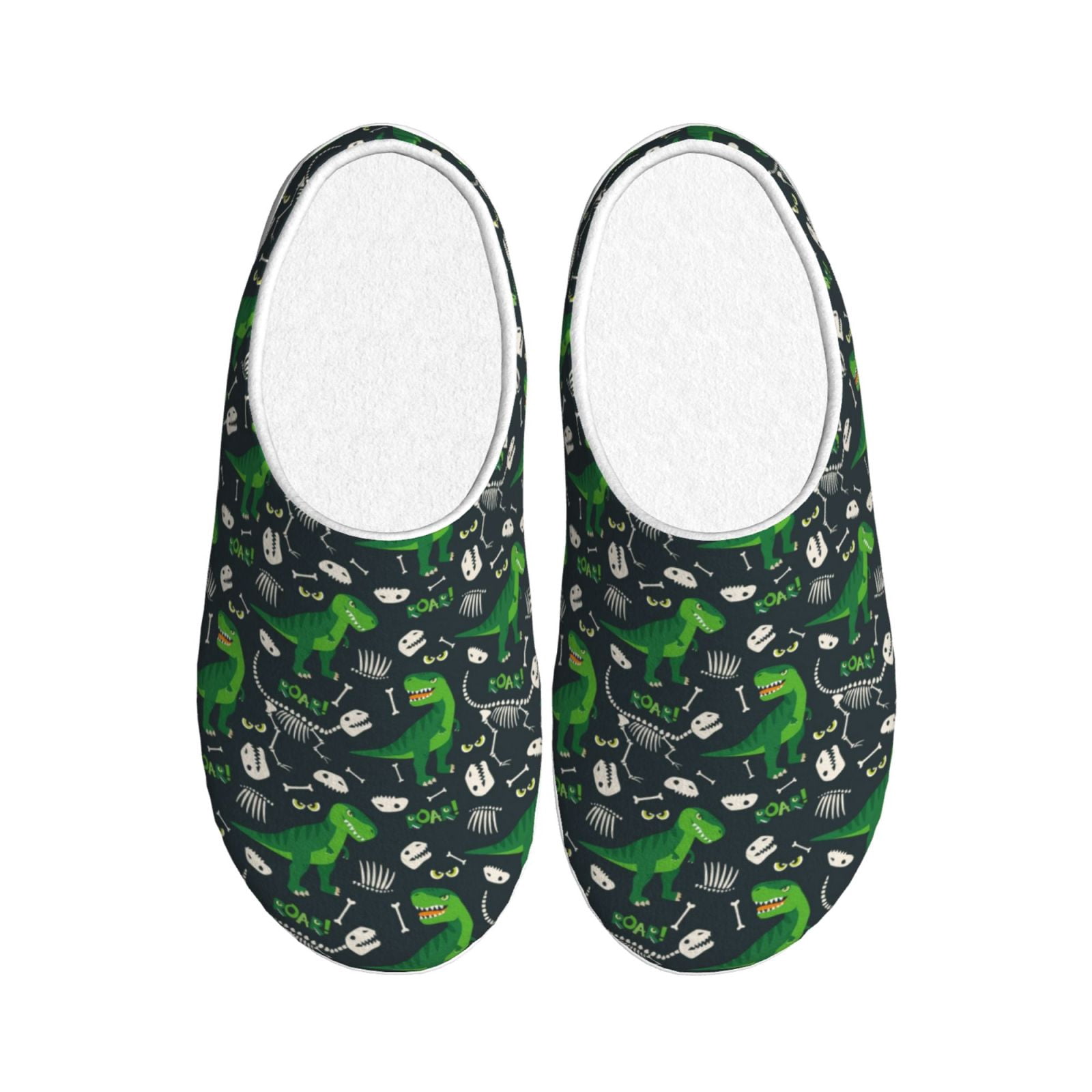 Haiem Dinosaur and Bone Print Women's Fuzzy Memory Foam House Slipper ...