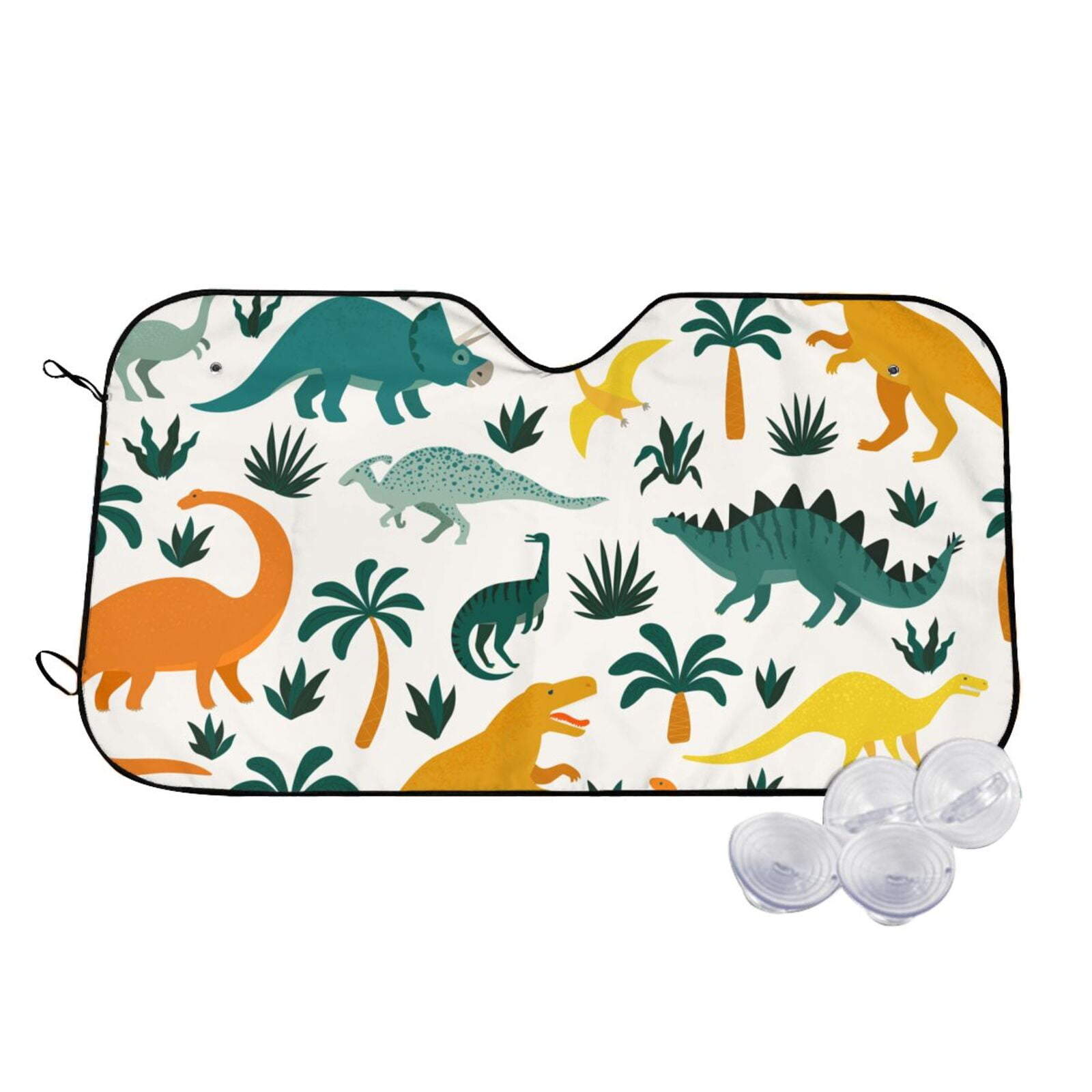 Haiem Dinosaurs and Tropical Leaves Car Windshield Sun Shade - Blocks ...