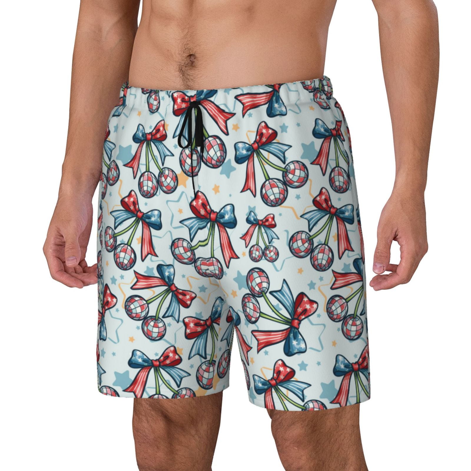 Haiem Disco Ball Cherry With Bow Mens Swim Trunks with Compression ...