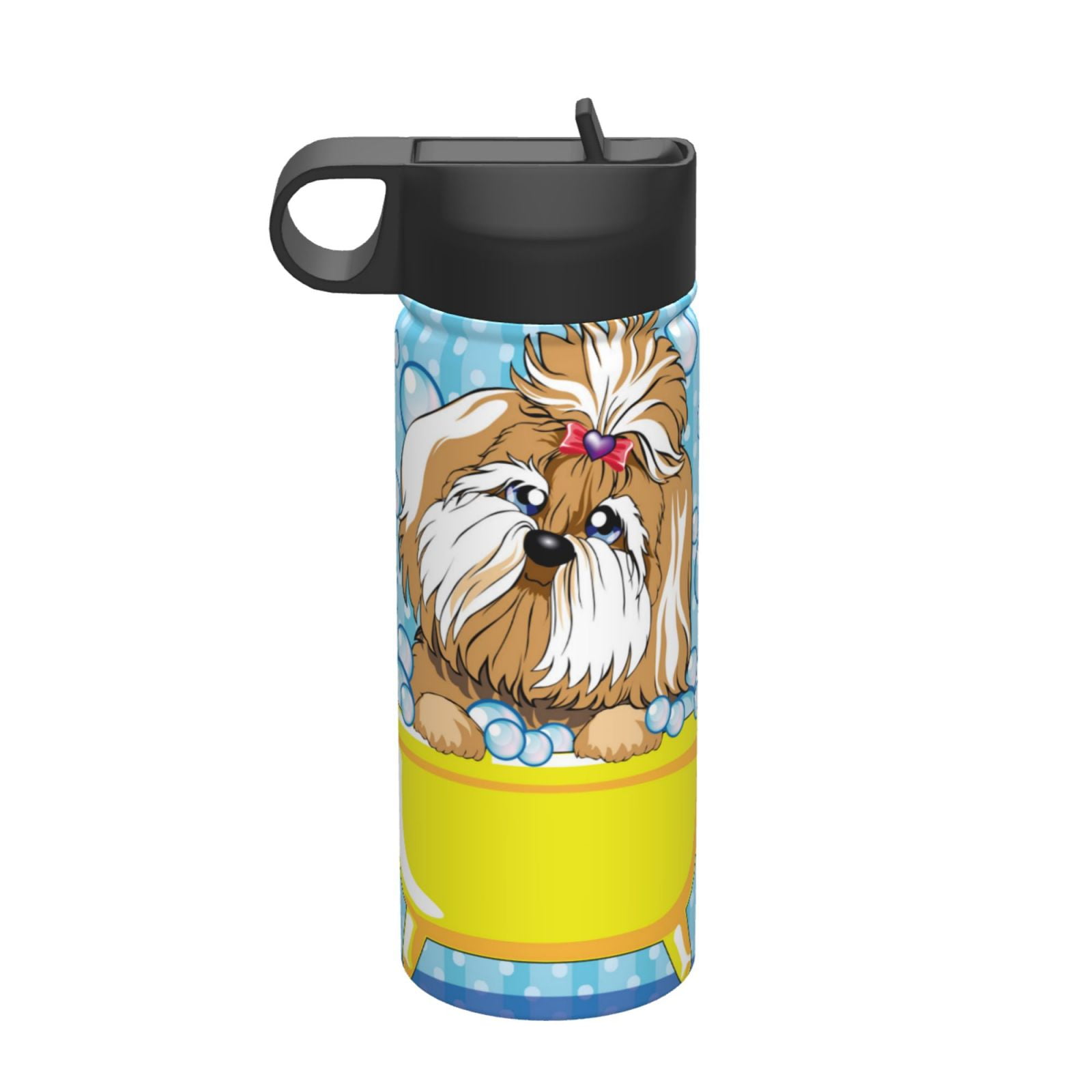Haiem Dog Takes a Bath in the Bathtub Printed 18oz Sports Insulated ...