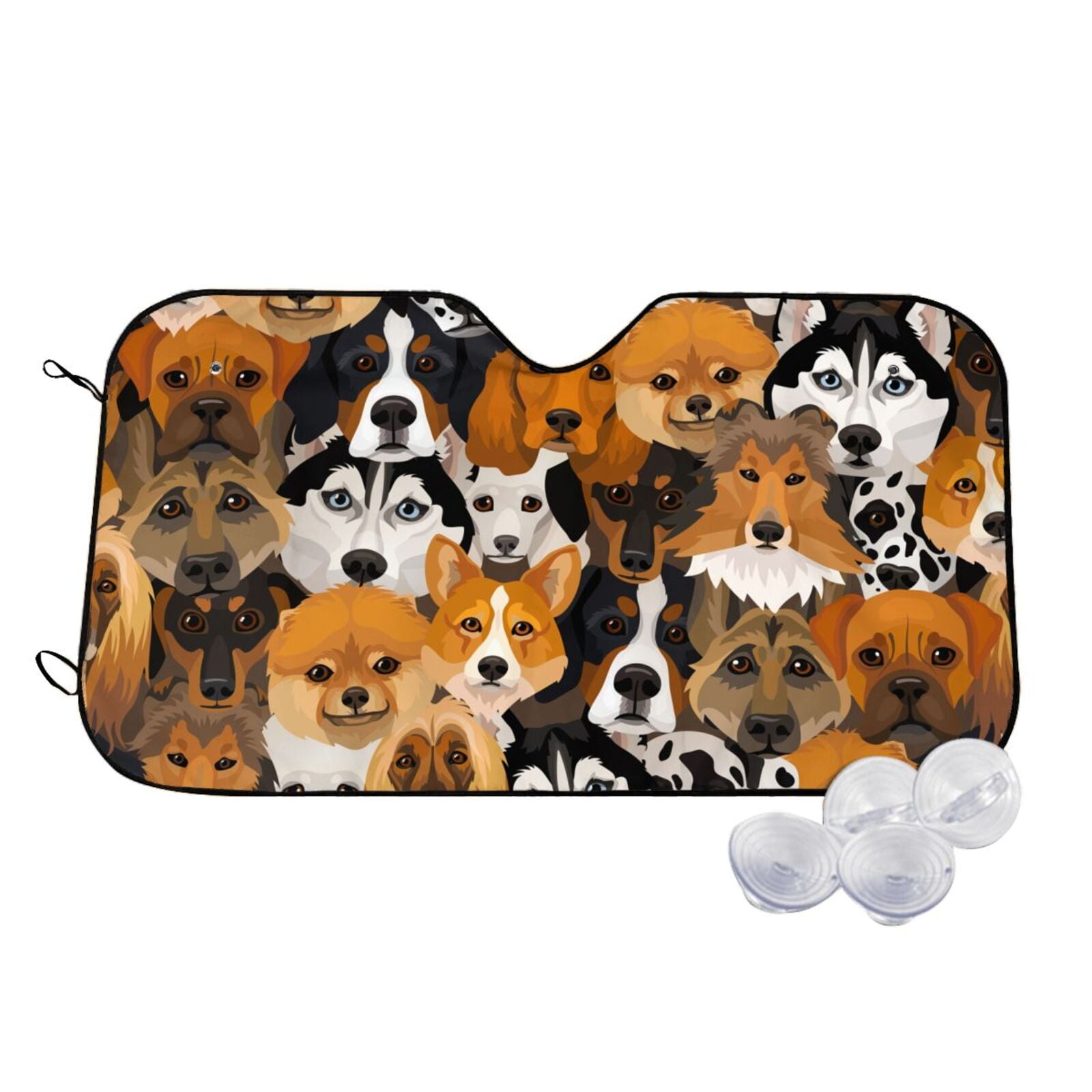 Haiem Dogs Different Breeds Car Windshield Sun Shade - Blocks UV Rays ...