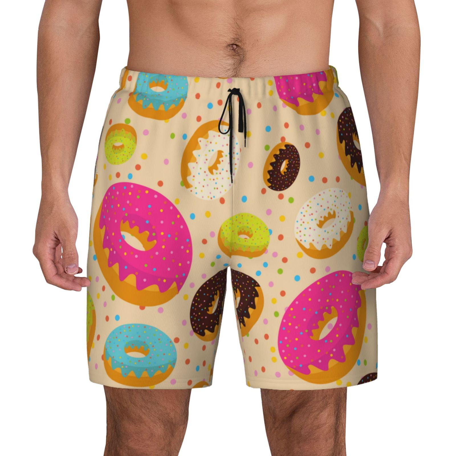Haiem Donuts Mens Swim Trunks with Compression Liner 2 in 1 Swimming ...
