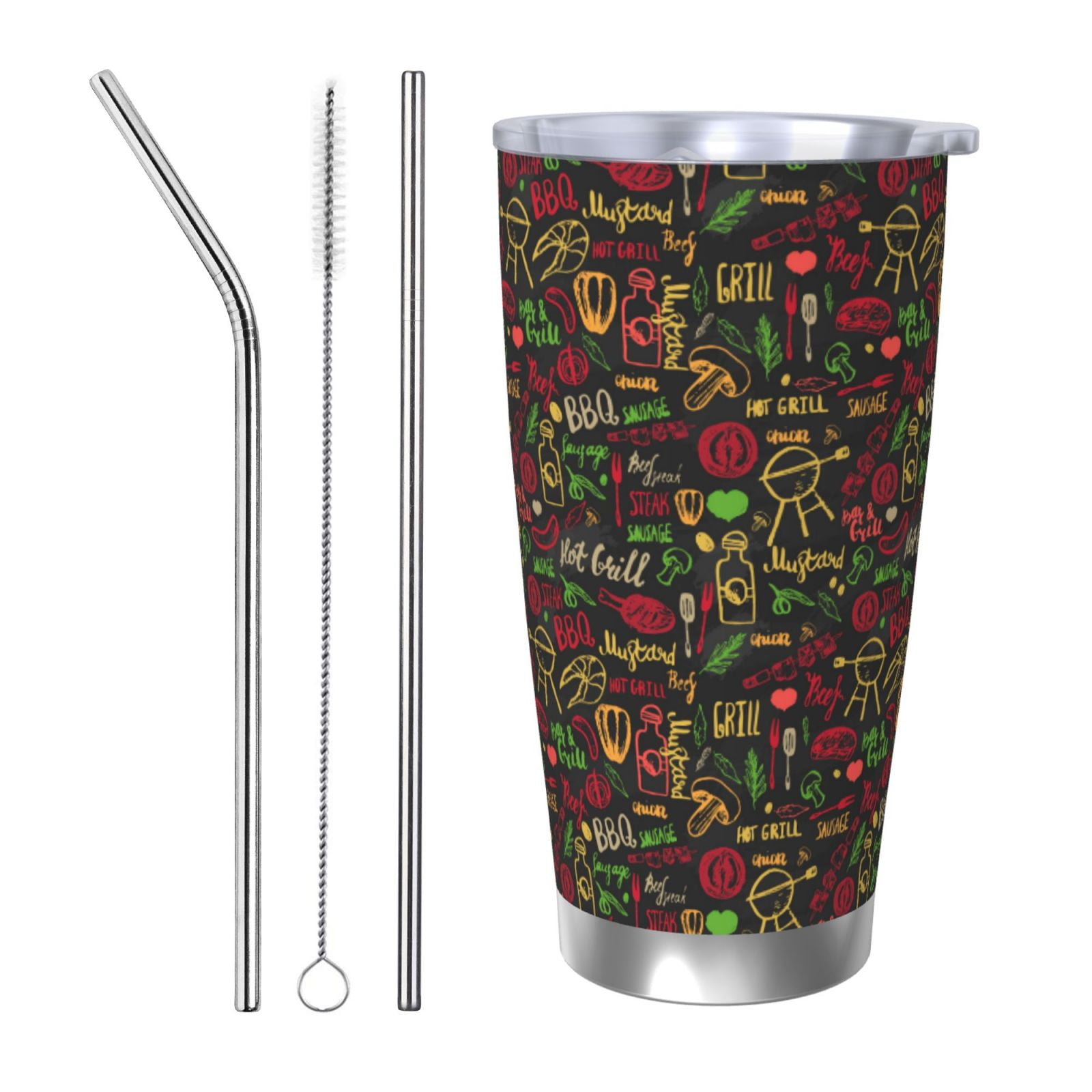 Haiem Doodle Barbeque 1 Printed 20oz Straight Skinny Car Cups With ...