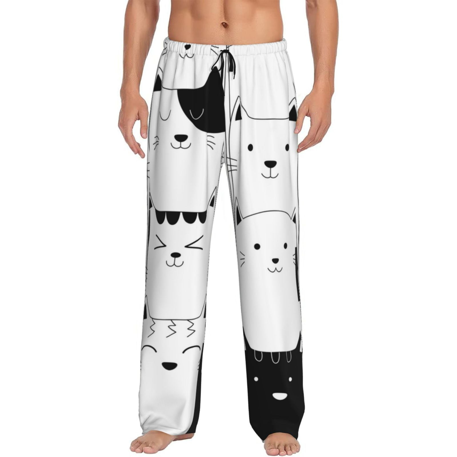 Haiem Doodle Cute Cat Men's Pajama Pants Ultra Lightweight Pjs Bottoms ...