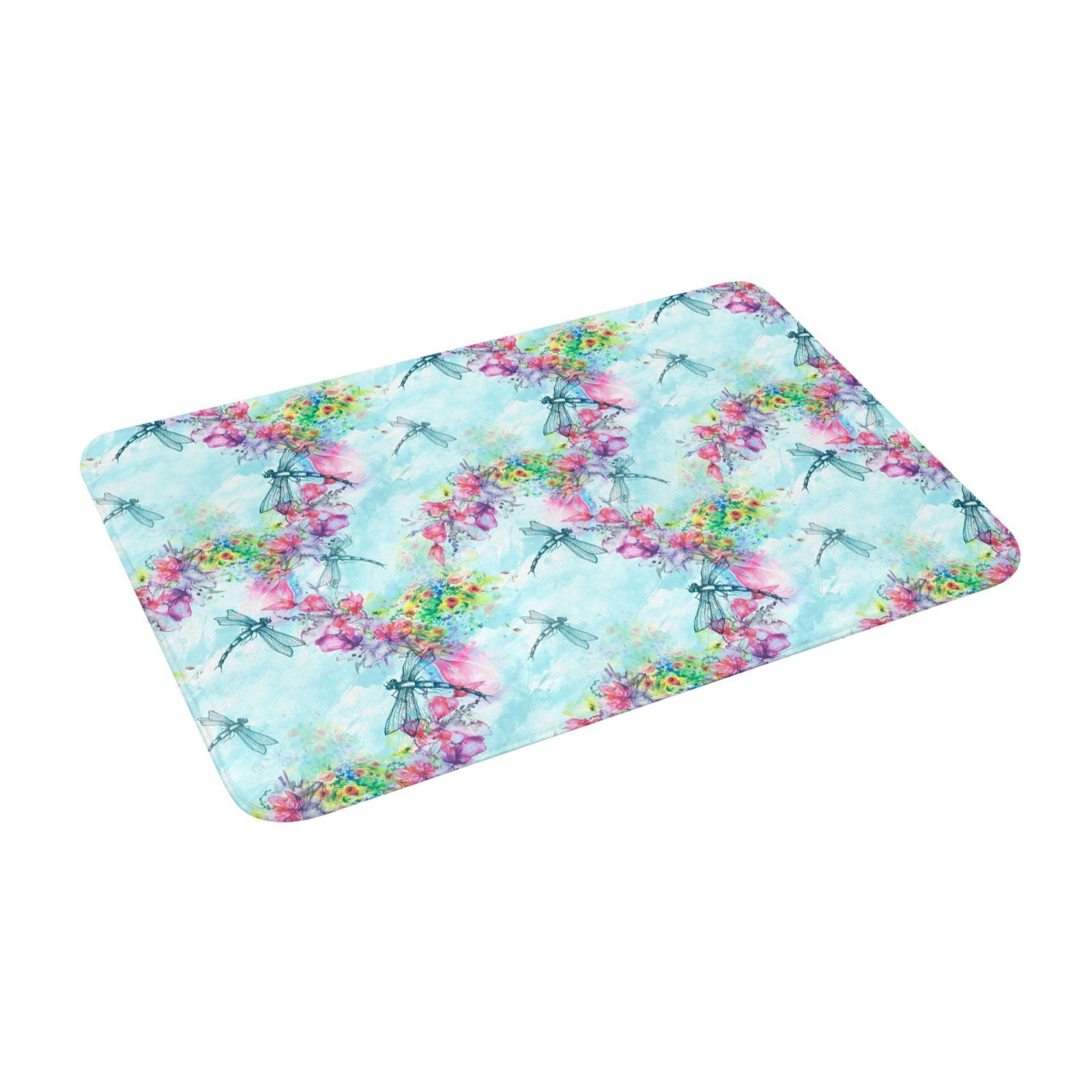 Haiem Dragonfly Floral Front Door Mat Indoor Outdoor Entrance ...