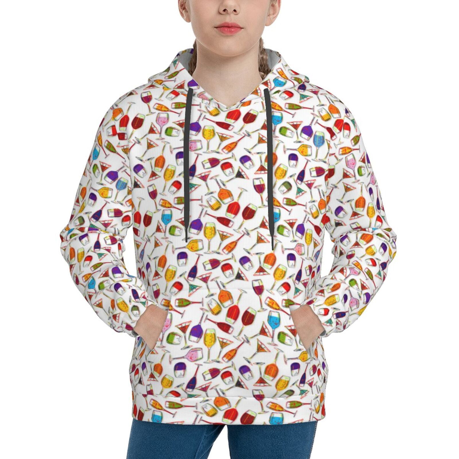 Haiem Drink And Cocktail Glasses Pattern Boys Hoodie, Youth Pullover ...