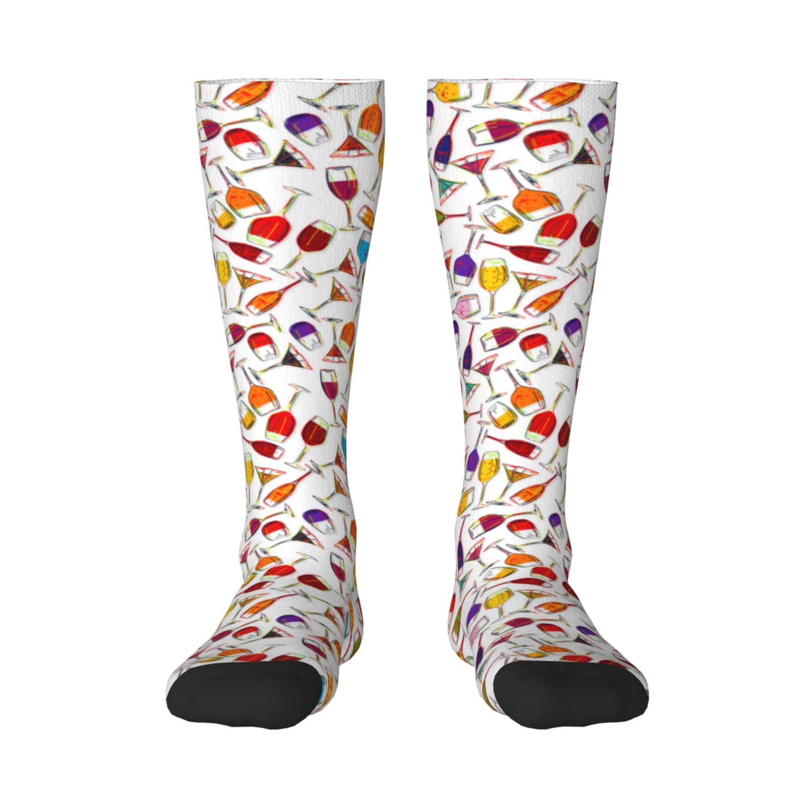 Haiem Drink And Cocktail Glasses Socks, Funny Novelty Crazy Design ...