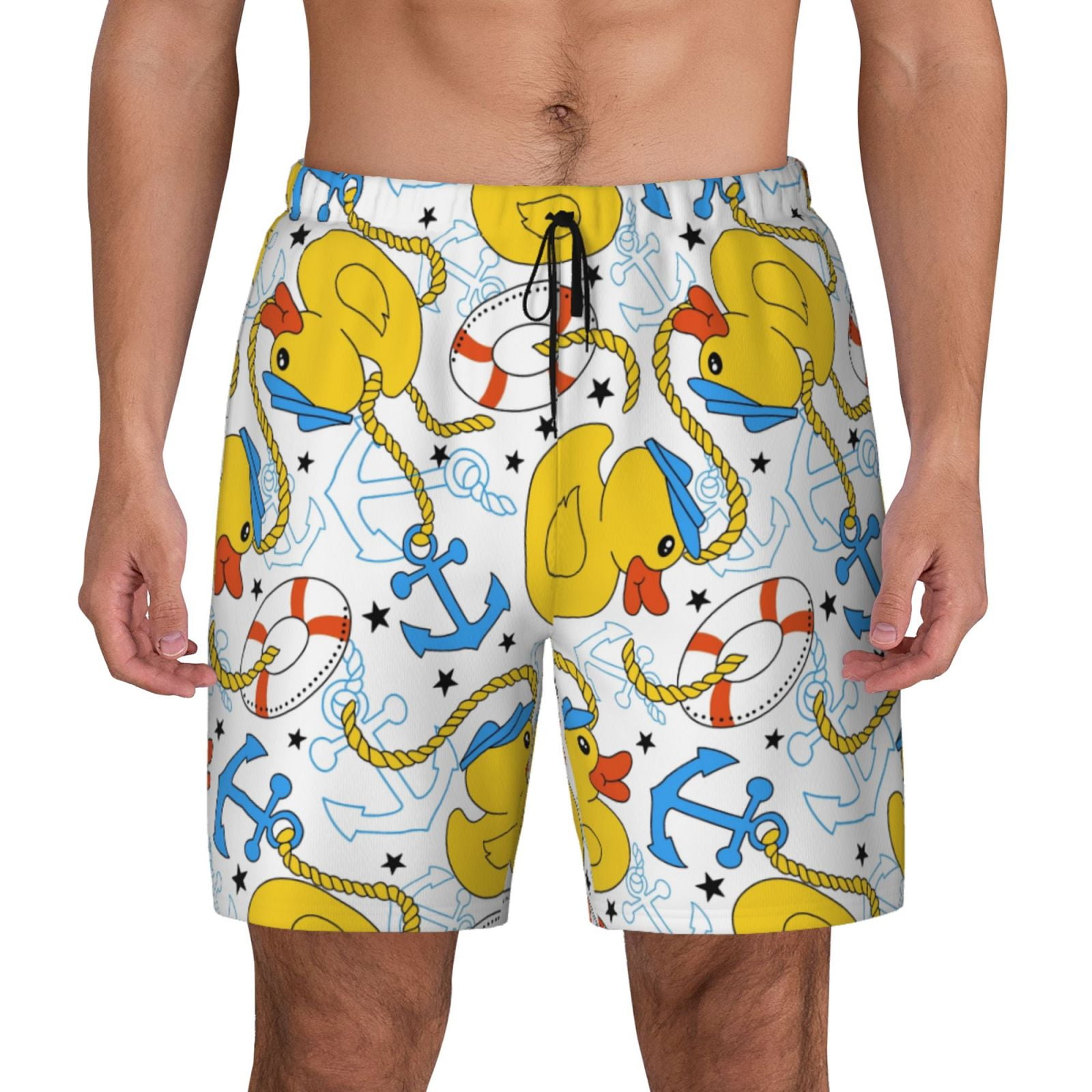 Haiem Ducks and Anchors Mens Swim Trunks with Compression Liner 2 in 1 ...