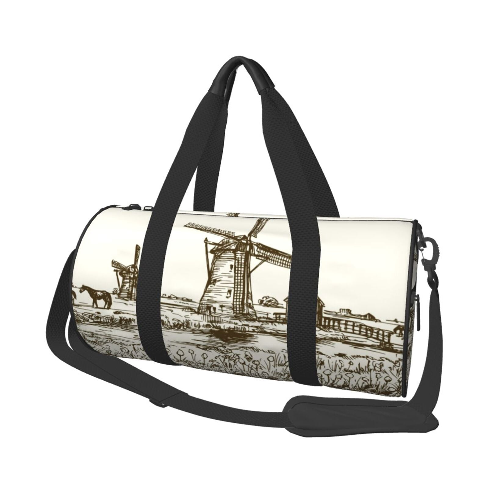 Haiem Dutch Windmill Pattern Gym Bag for Women Men, Waterproof Travel ...