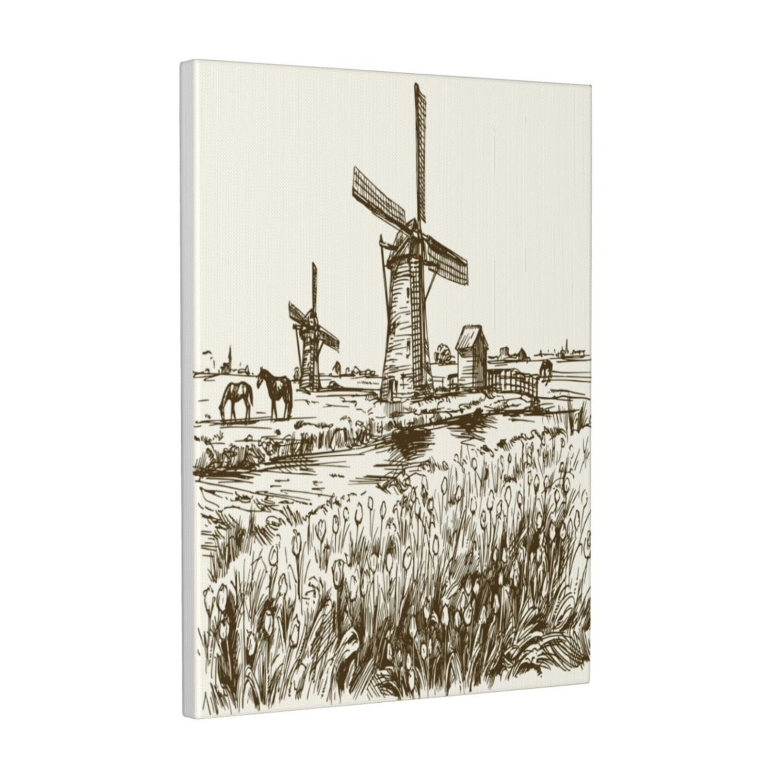 Haiem Dutch Windmill Print 30x40in Canvas Decorative Picture – Stylish ...