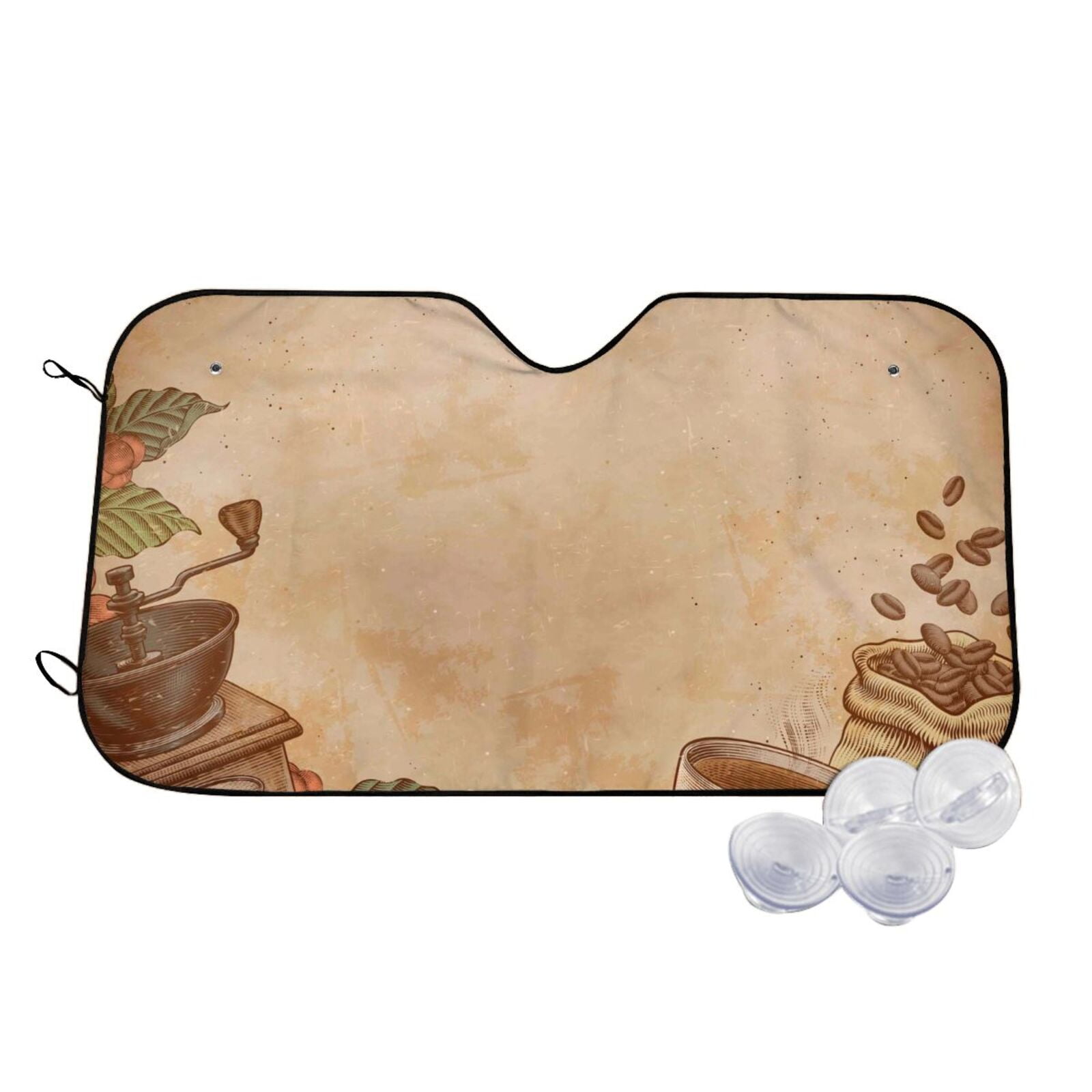 Haiem Engraved Coffee On Kraft Paper Car Windshield Sun Shade - Blocks ...