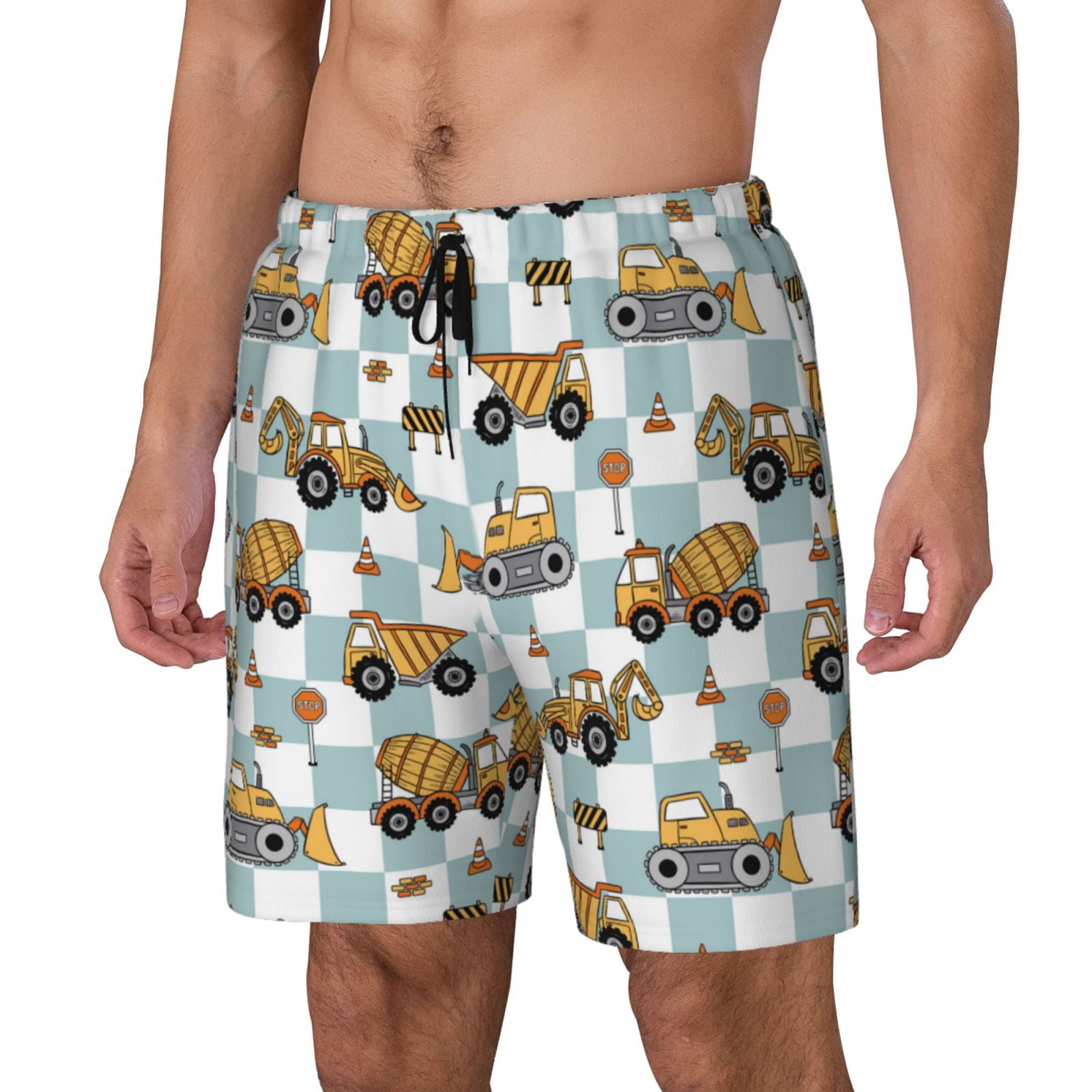 Haiem Excavator Mens Swim Trunks with Compression Liner 2 in 1 Swimming ...