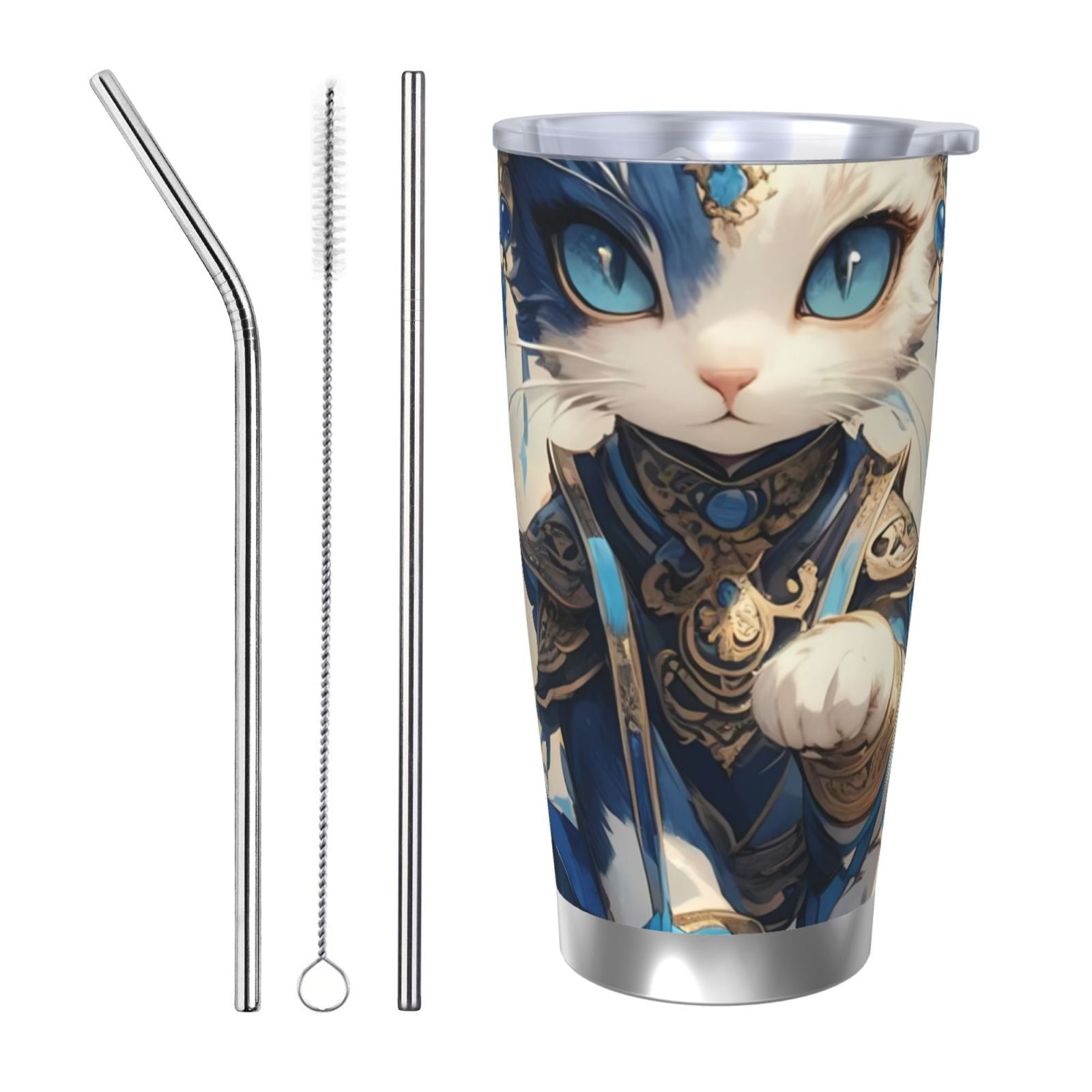 Haiem Exotic Blue Cat Printed 20oz Straight Skinny Car Cups With ...