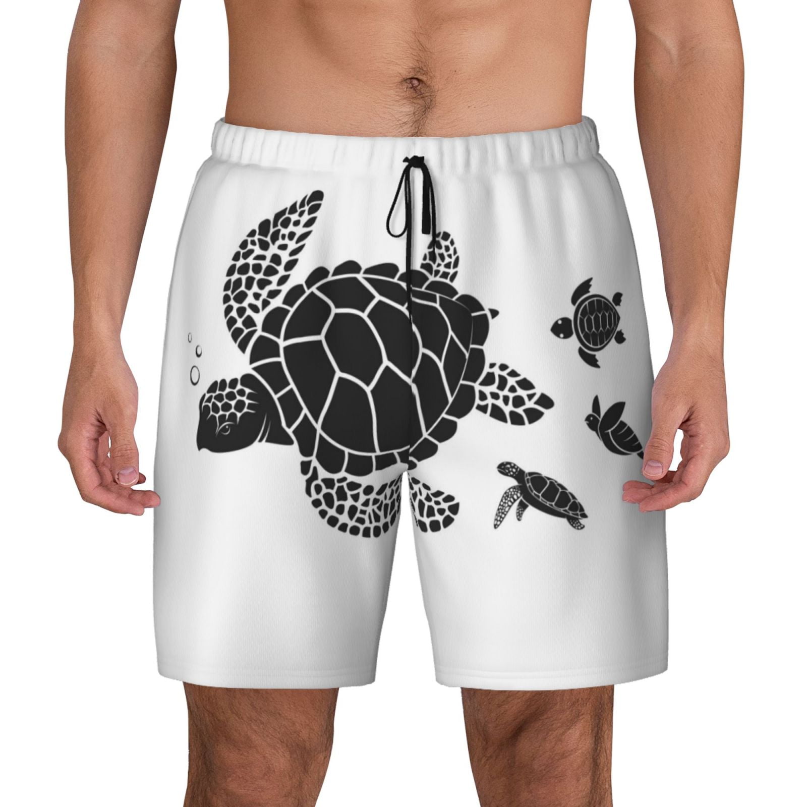 Haiem Family Of Sea Turtles Mens Swim Trunks with Compression Liner 2 ...