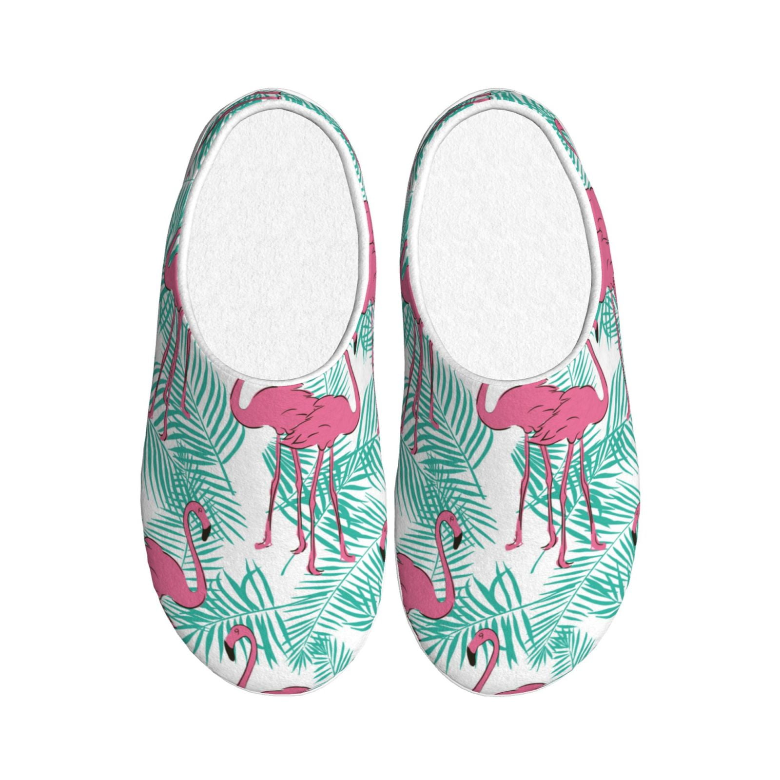 Haiem Flamingo Print Women's Fuzzy Memory Foam House Slipper Cozy Home ...