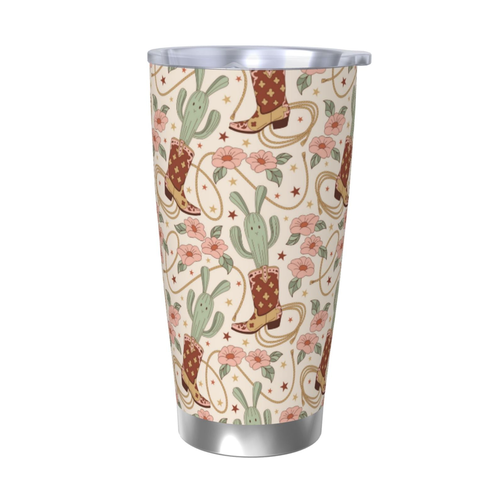 Haiem Floral Cowboy Boots Printed 20oz Straight Skinny Car Cups With ...
