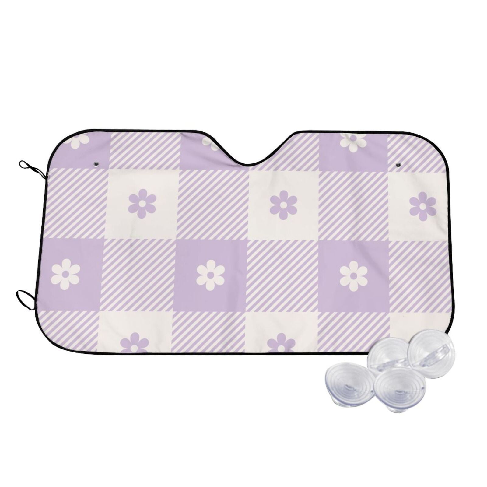 Haiem Floral Purple Buffalo Plaid Car Windshield Sun Shade - Blocks UV ...