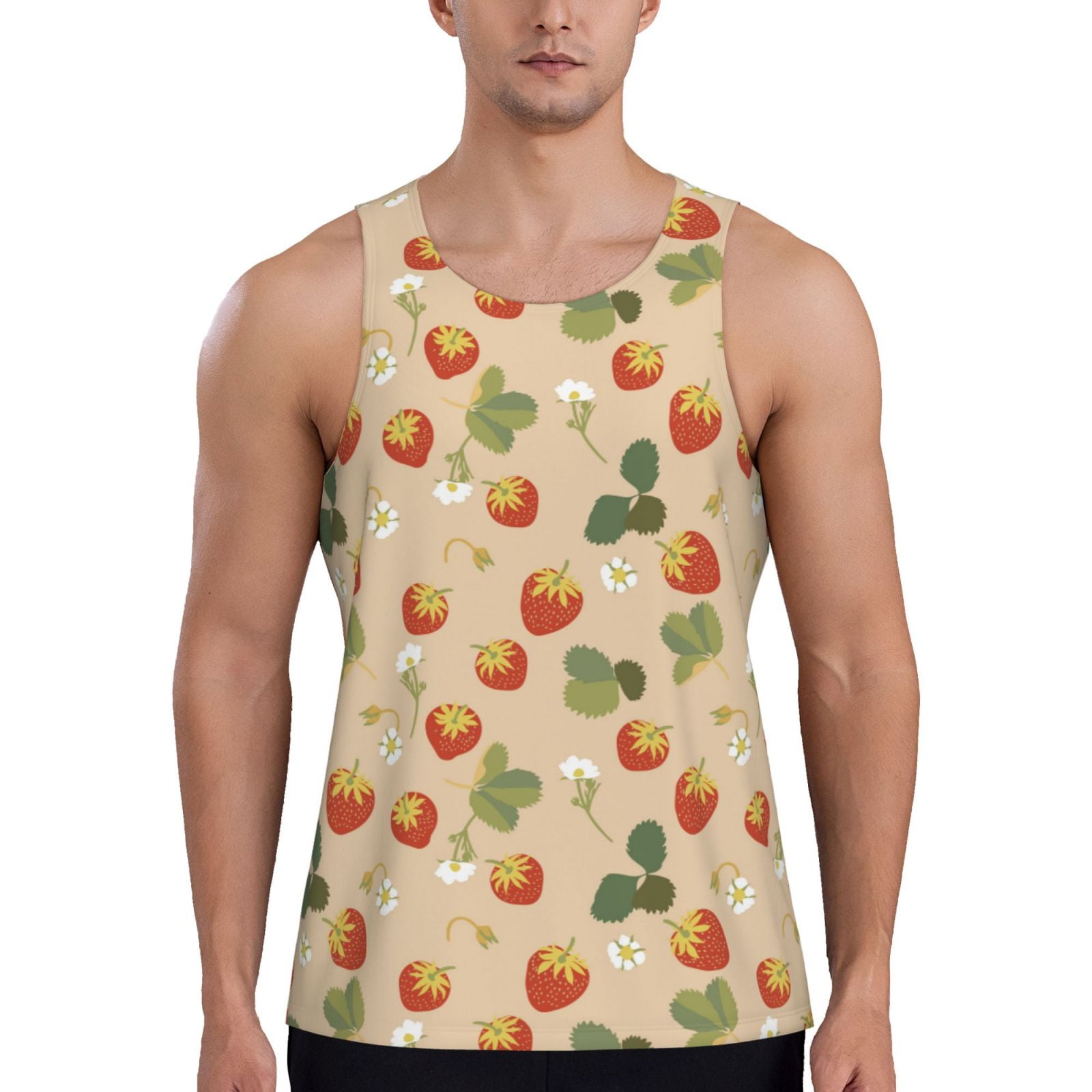 Haiem Floral Strawberr Men Workout Tank Top Gym Bodybuilding Sleeveless ...