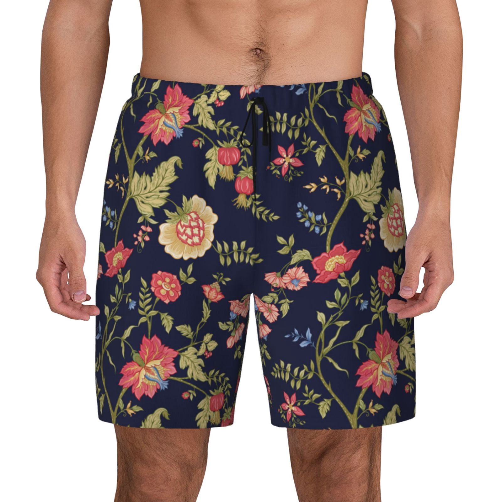 Haiem Flower Mens Swim Trunks with Compression Liner 2 in 1 Swimming ...