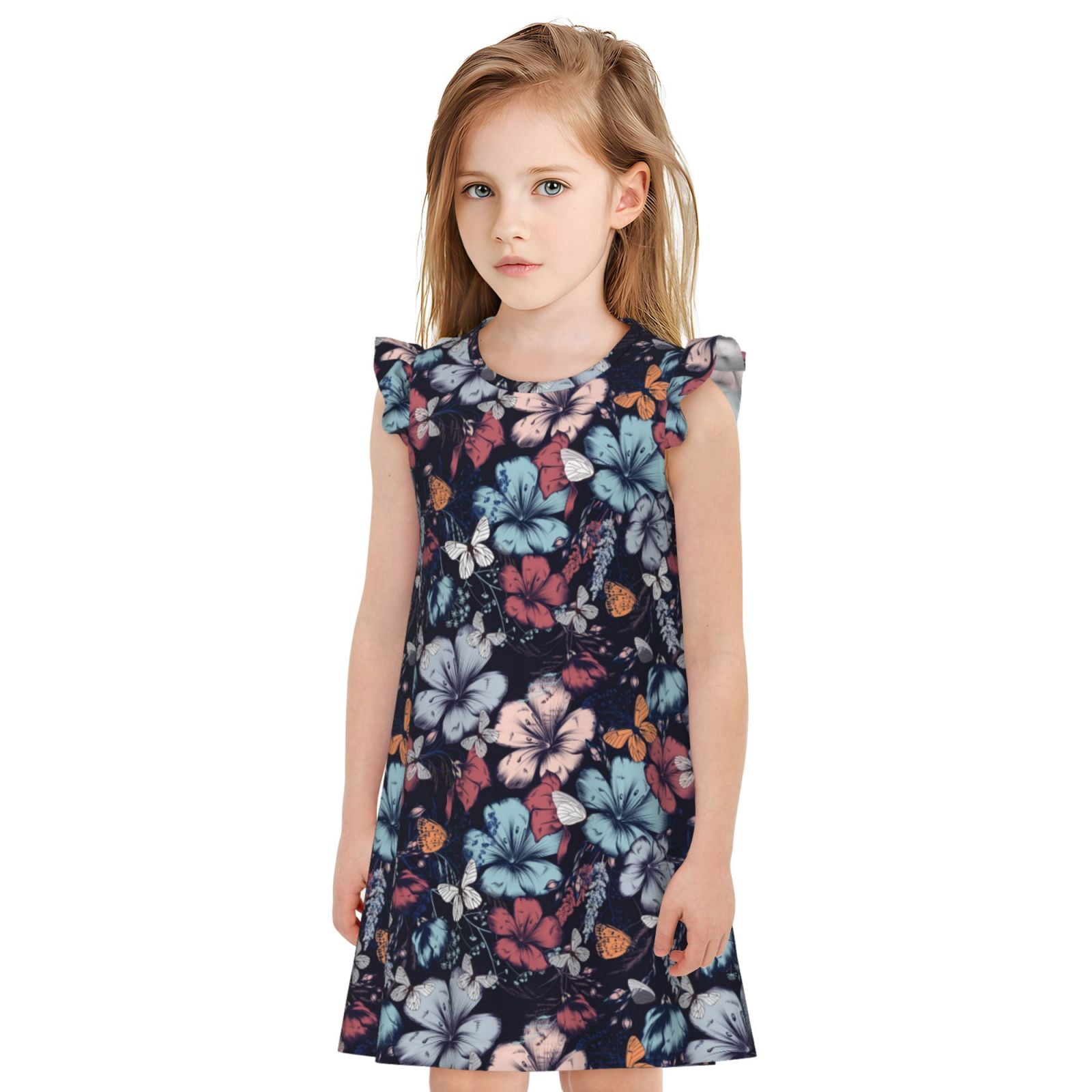 Haiem Flowers ad Butterflies Printed Girls Nightgowns Sleepwear Short ...