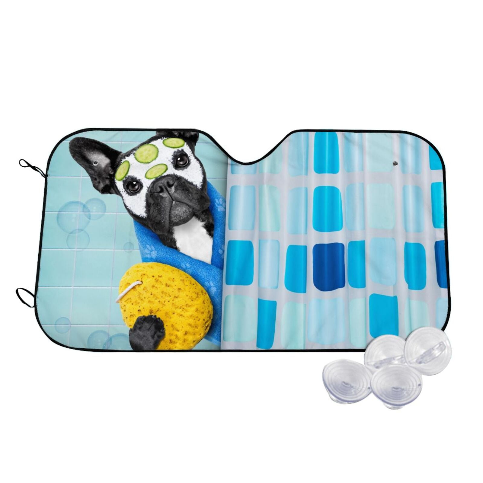 Haiem French Bulldog Dog in a Bathtub Car Windshield Sun Shade - Blocks ...