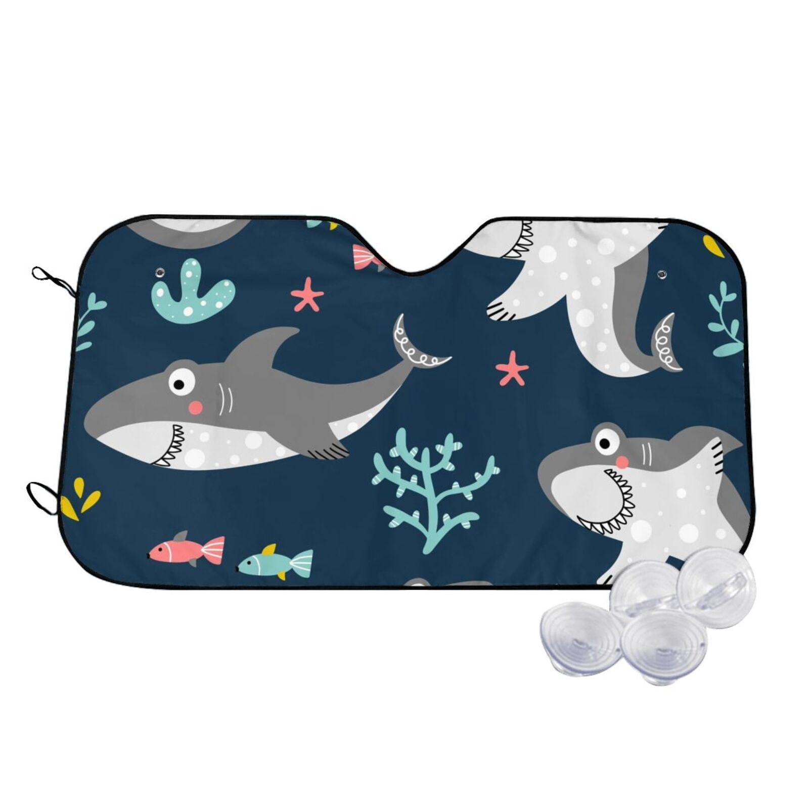 Haiem Friendly Smiling Sharks Car Windshield Sun Shade - Blocks UV Rays ...