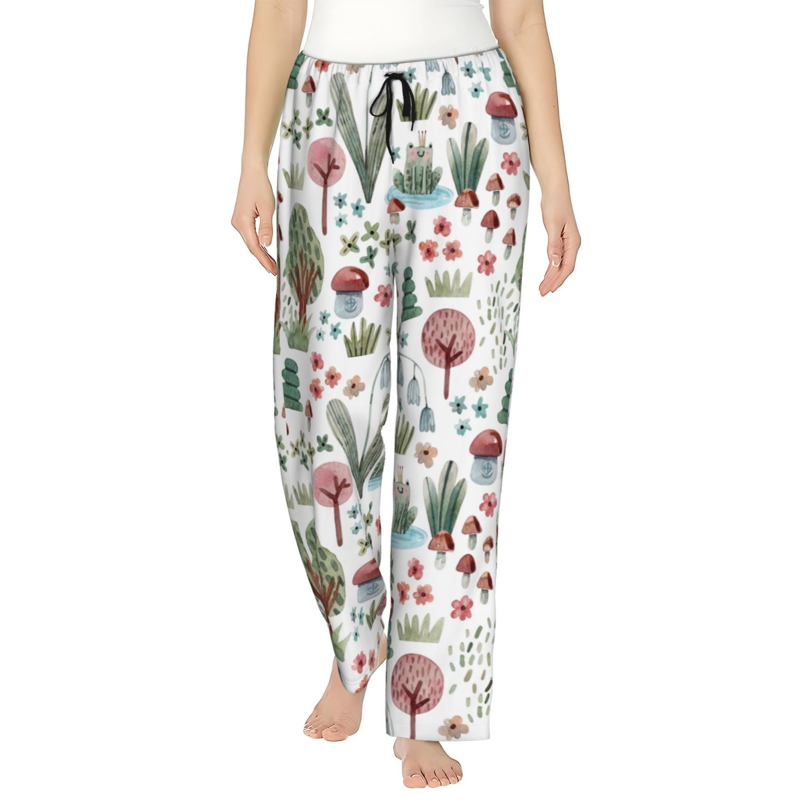 Haiem Frog and Forest Plants Women's Pajama Pants Ultra Lightweight Pjs ...