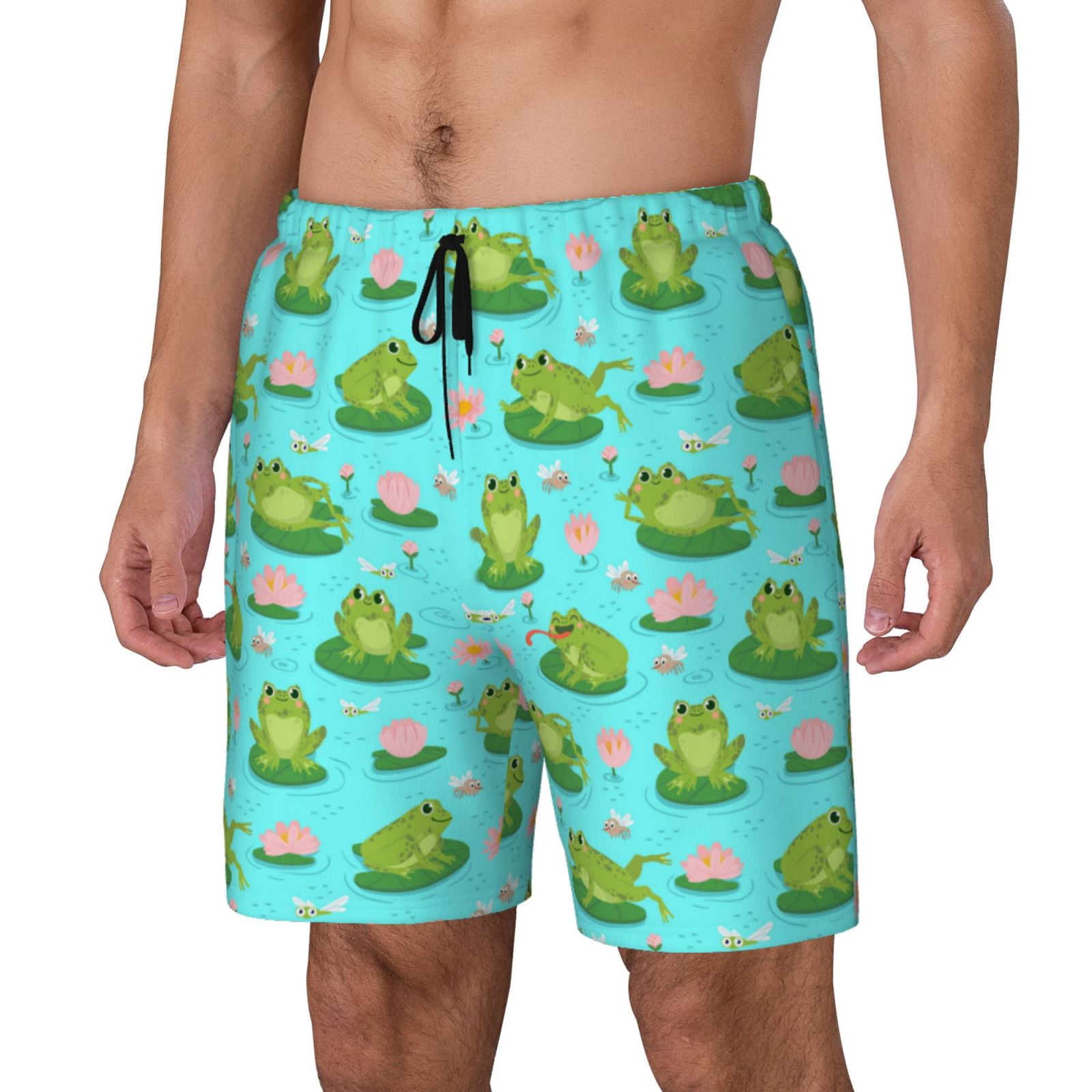 Haiem Frogs And Aquatic Plants Mens Swim Trunks with Compression Liner ...
