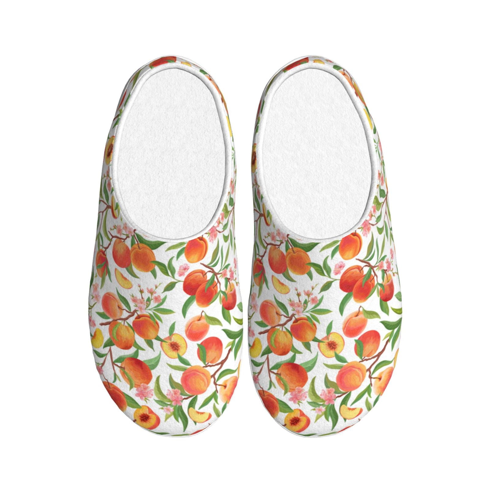 Haiem Fruits Peach2 Print Women's Fuzzy Memory Foam House Slipper Cozy ...
