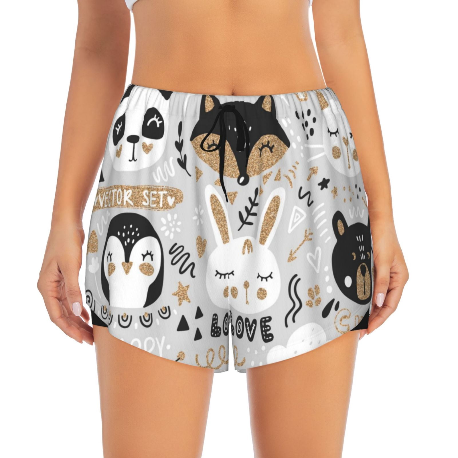 Haiem Funny Animals Series Women's 2 in 1 Running Shorts - Lightweight ...