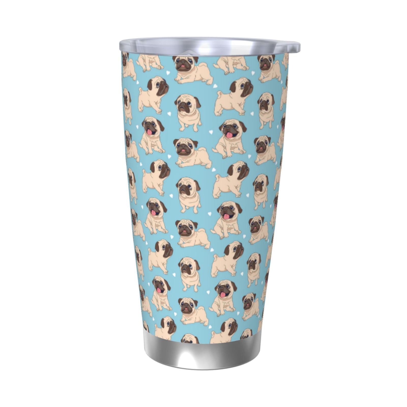 Haiem Funny Cartoon Pugs Printed 20oz Straight Skinny Car Cups With ...
