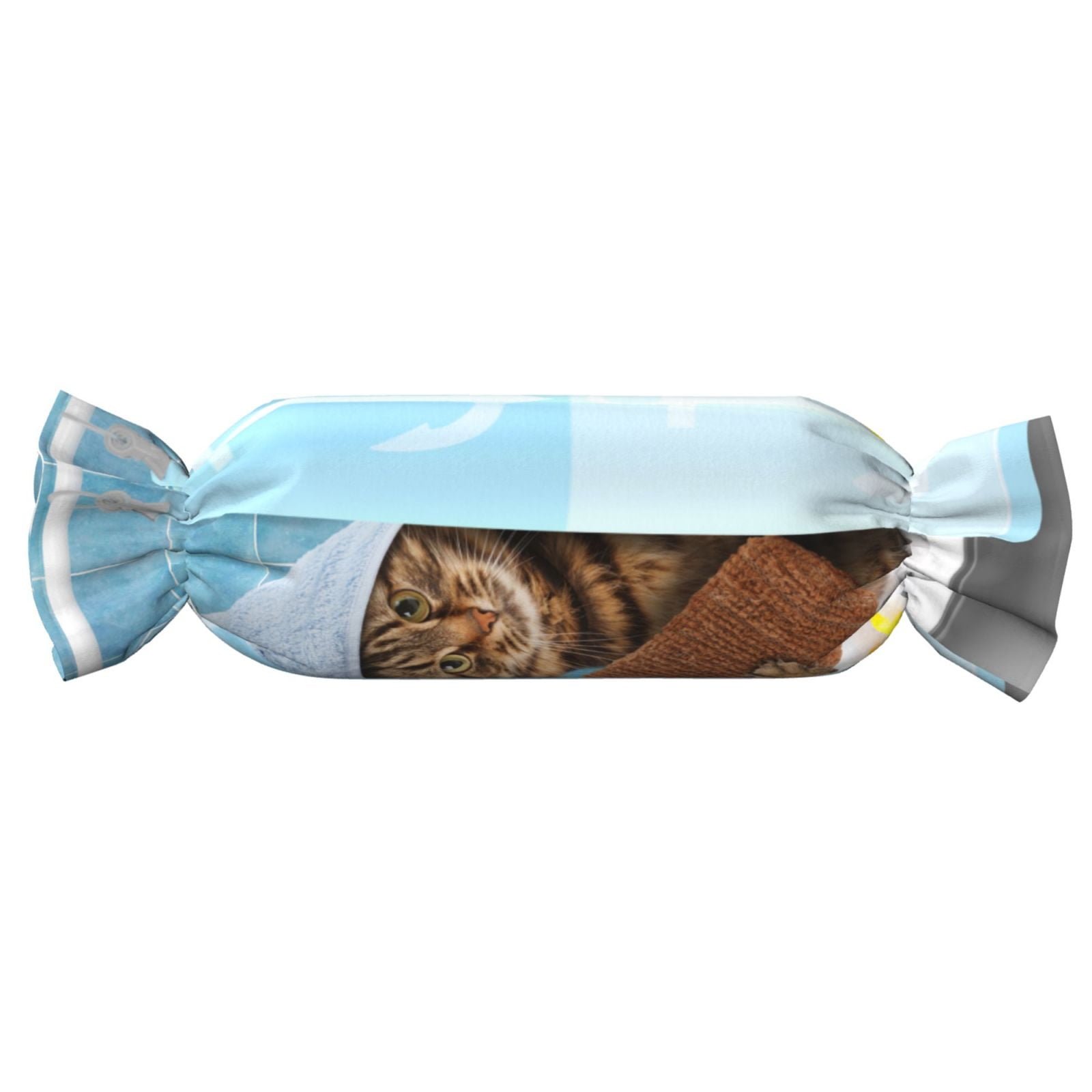 Haiem Funny Cat Taking a Bath for Round Cervical Roll Cylinder Bolster ...
