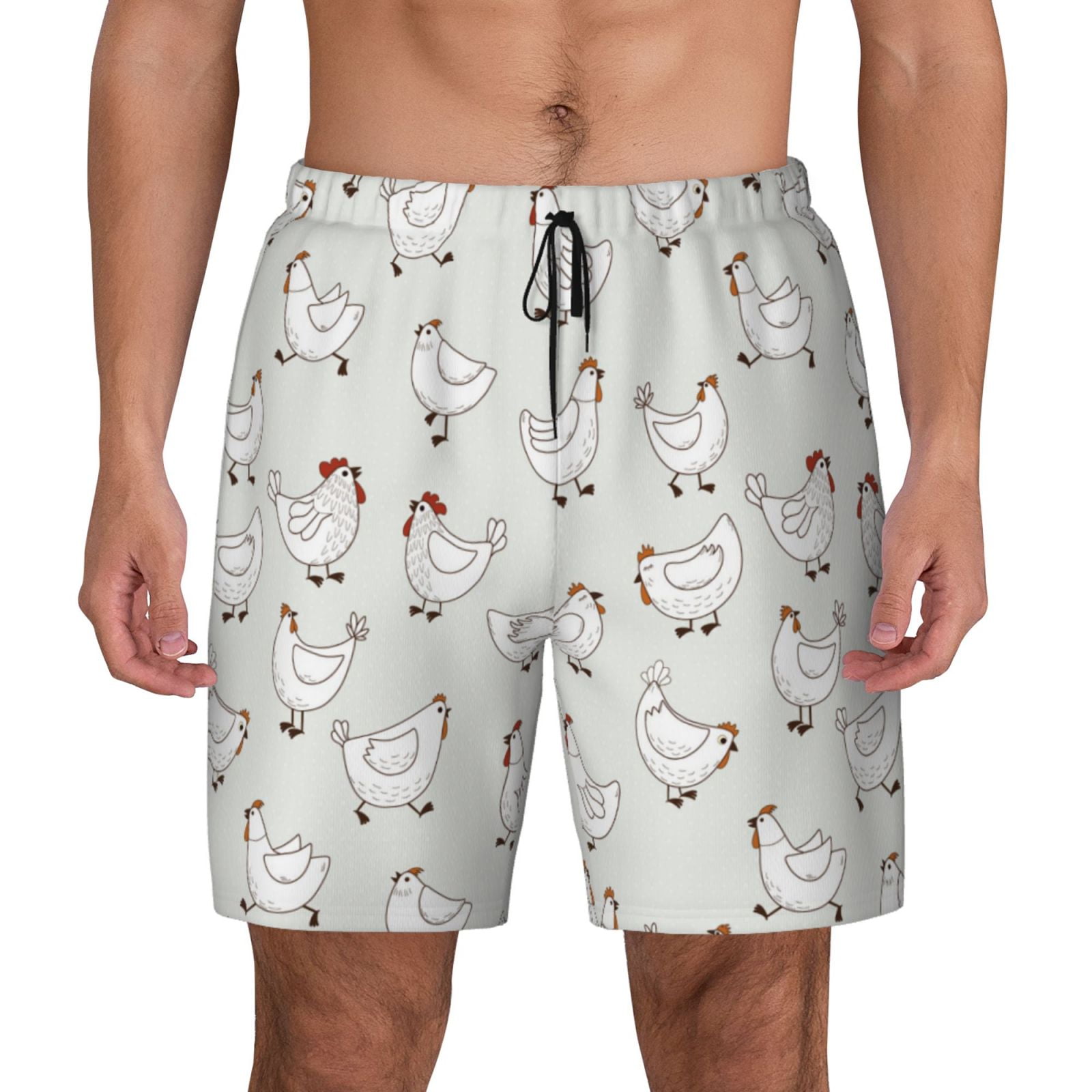 Haiem Funny Chicken Mens Swim Trunks with Compression Liner 2 in 1 ...
