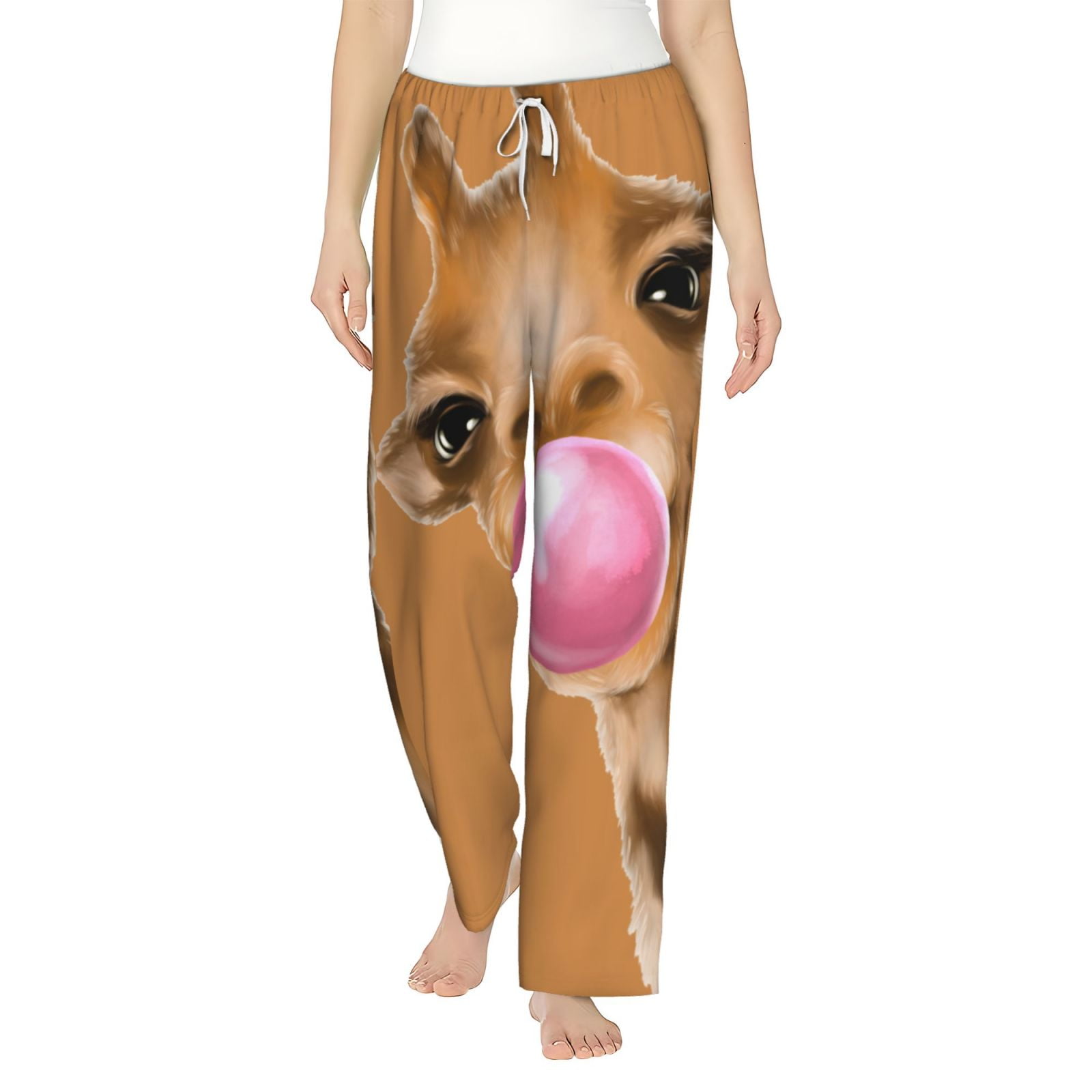 Haiem Funny Giraffe Blowing Bubble Women's Pajama Pants Ultra ...